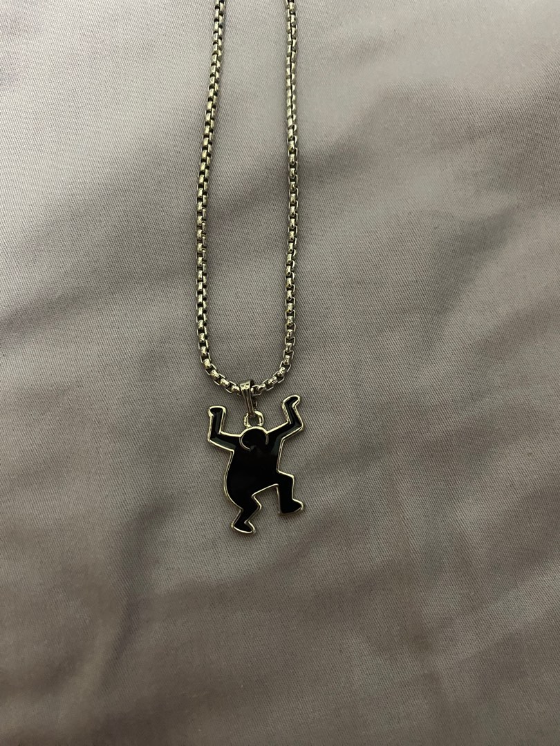 Keith Haring collab metal silver chain necklace, Men's Fashion, Watches ...