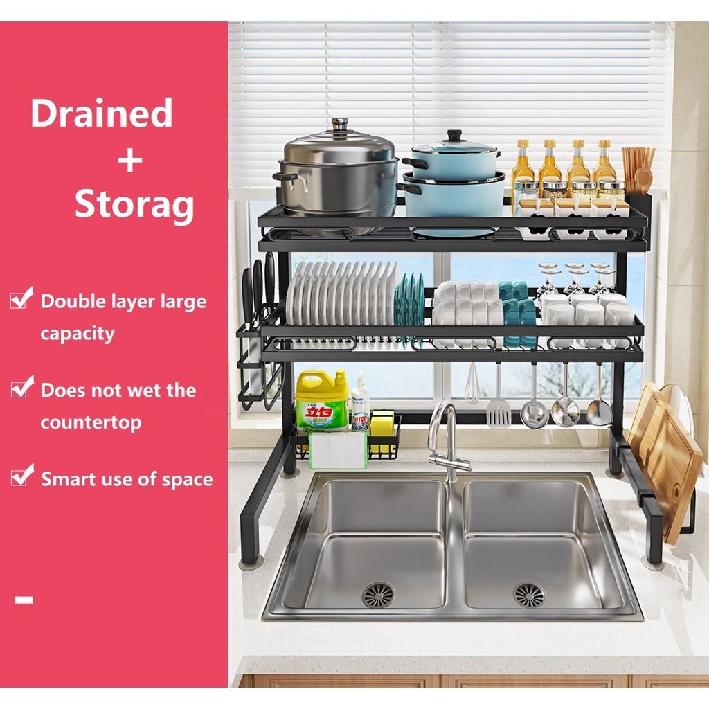 Kitchen Sink Shelf Sink Dish Rack Kitchen Storage Rack Dish Drain Rack ...