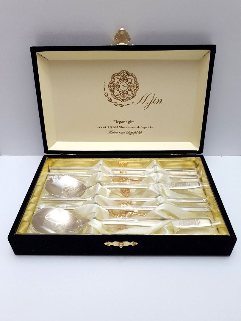 Korean h.jin Elegant Gift Titanium Spoon and Chopsticks - Hadiah Natal, Antik, Pajangan di Carousell