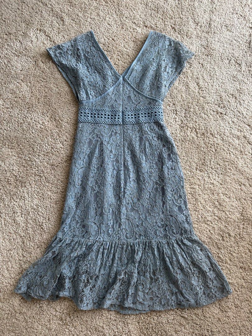 Lacey Dress in blue color (Low Cut), Women's Fashion, Dresses & Sets ...