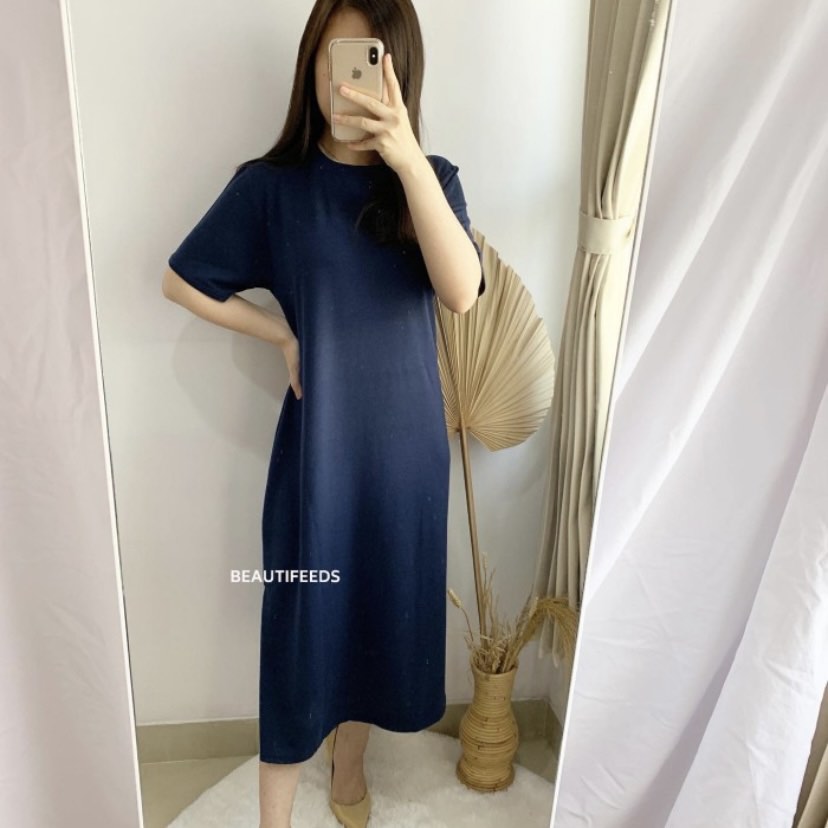 like new navy blue dress bust up to 115 cm, Fesyen Wanita, Pakaian ...