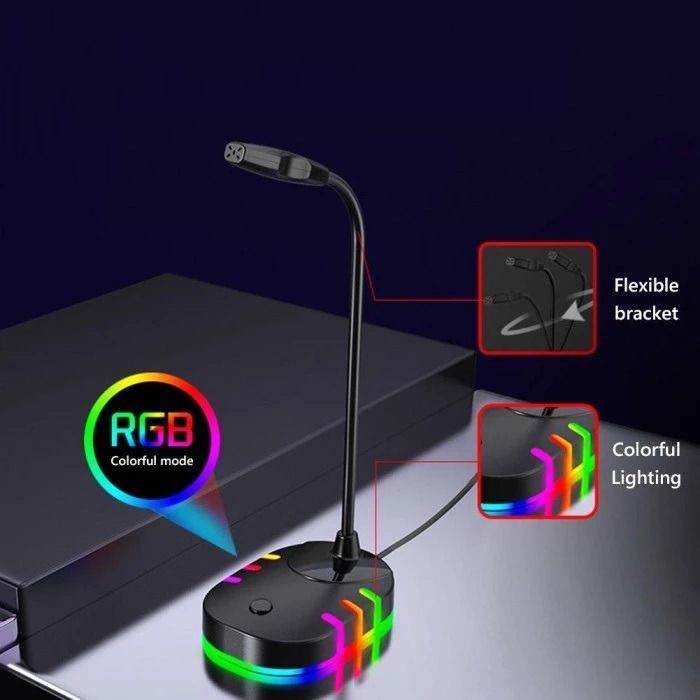 M5 Computer Microphone USB Mute Button Plug and Play RGB Gaming Mic ...