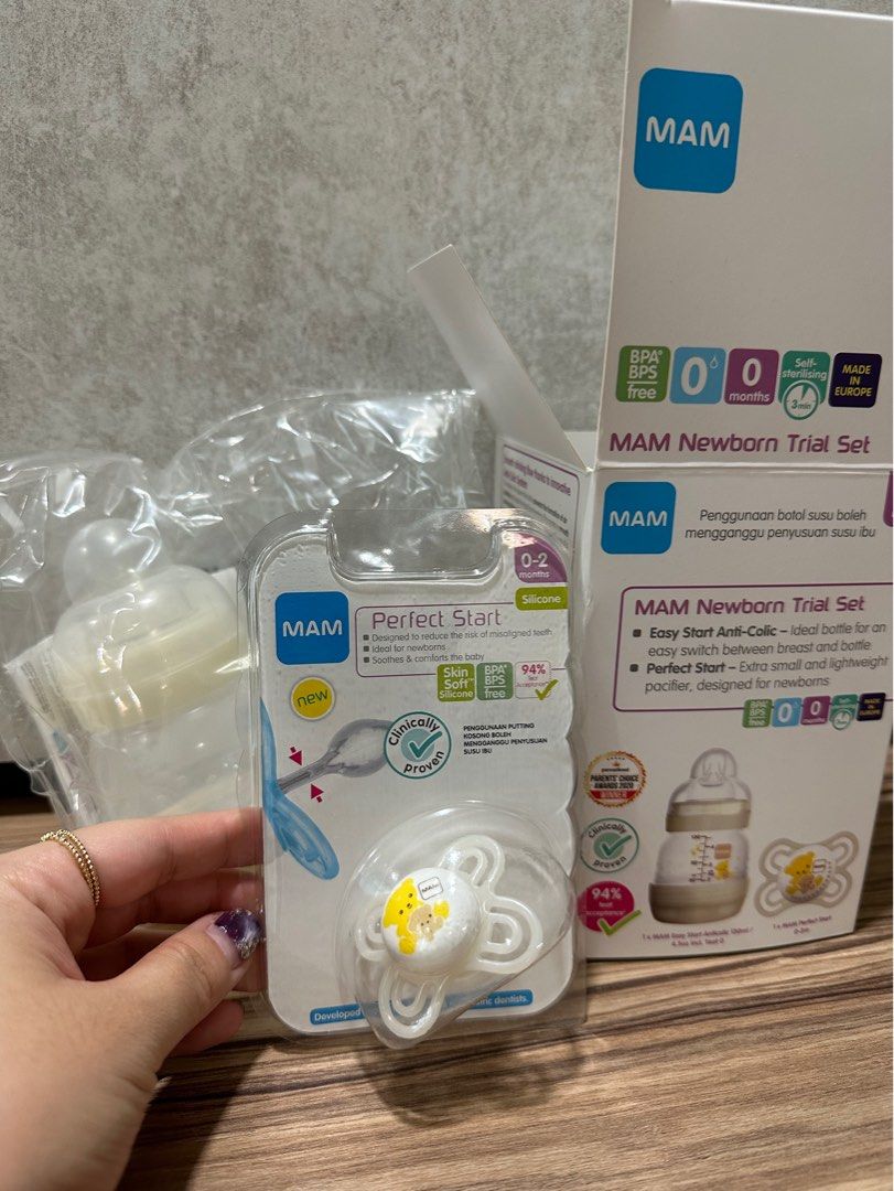 MAM newborn milk bottle and pacifier set, Babies & Kids, Nursing ...