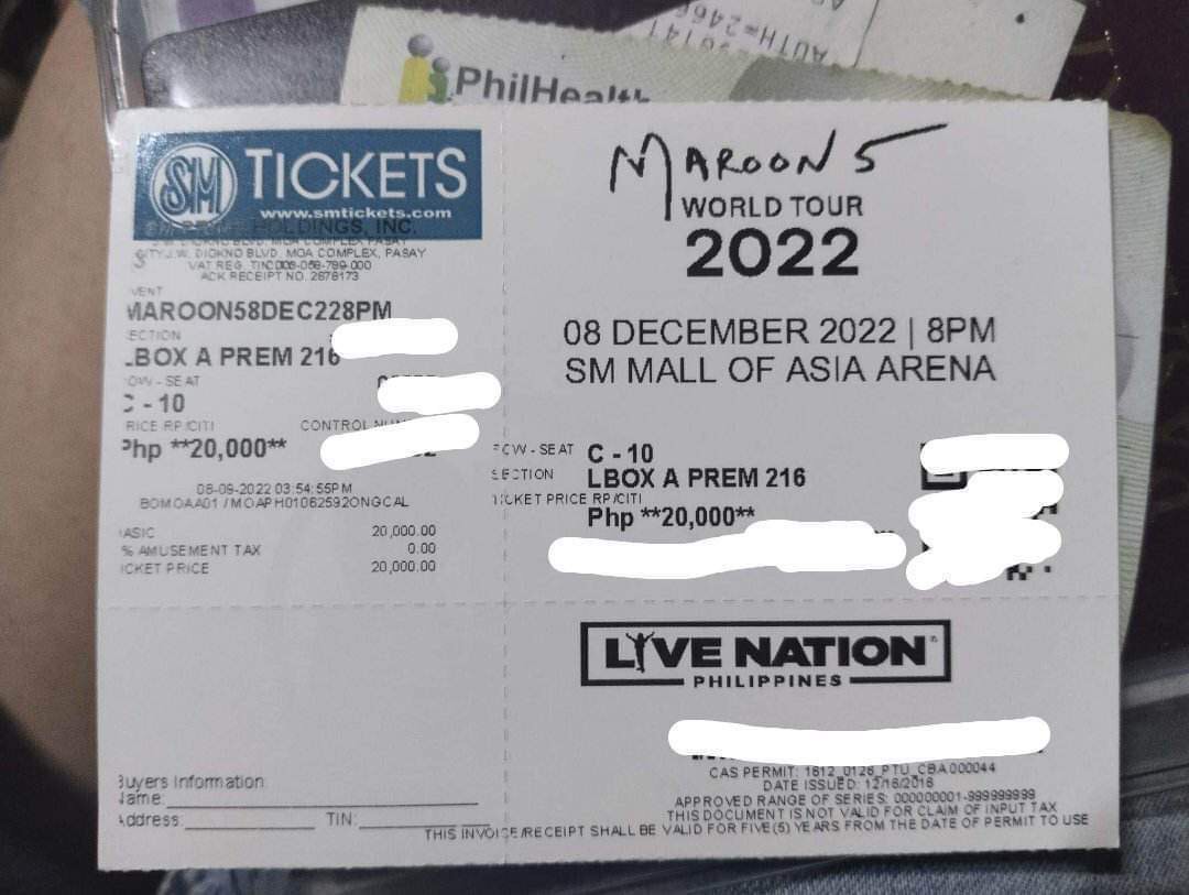 MAROON 5 LBOX A Dec 8 2022, Tickets & Vouchers, Event Tickets on Carousell