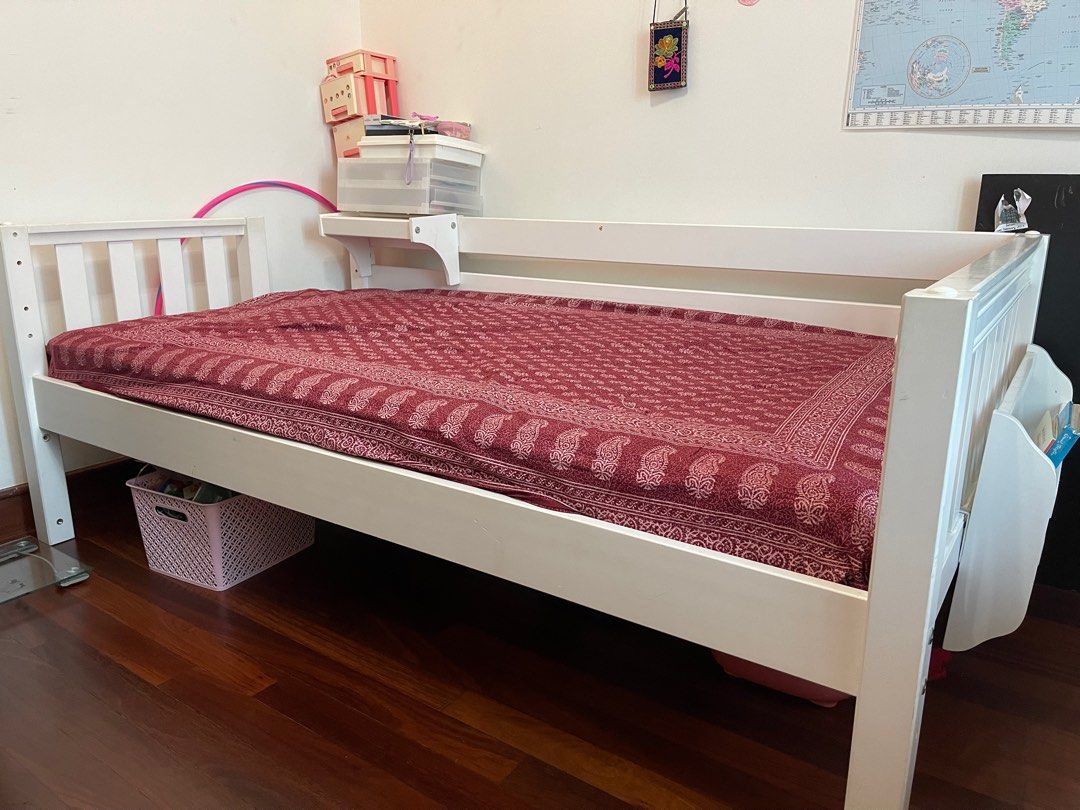 Matrix Low Bunk Bed with Trundle and Side Ladder, Furniture & Home ...