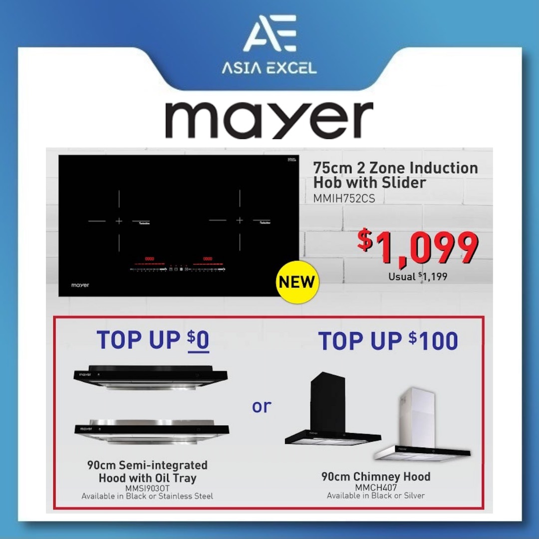 MAYER MMIH752CS 2 ZONE INDUCTION HOB WITH SLIDER PROMOTION BUNDLE WITH ...