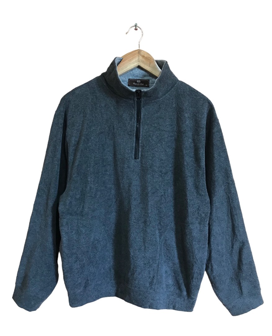 Men Gray Quarter Zip Fleece Jacket, Men's Fashion, Coats, Jackets and ...