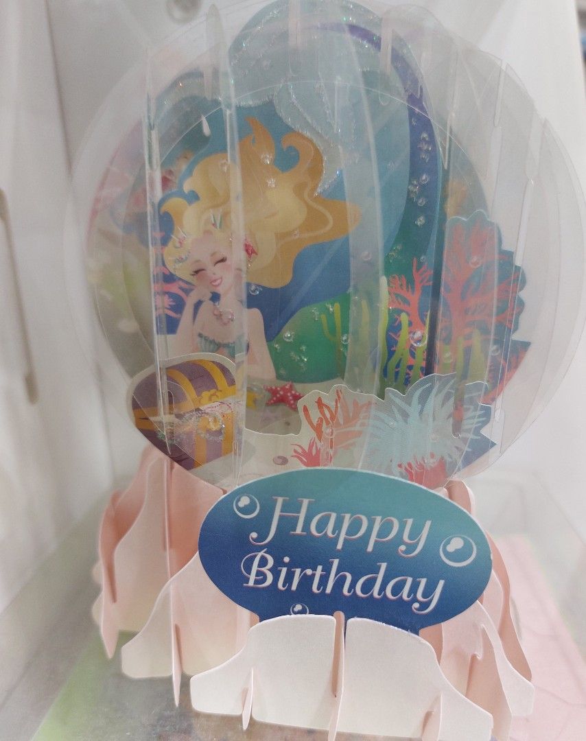 Mermaid happy birthday 3d snow globe greeting card birthday cards ...