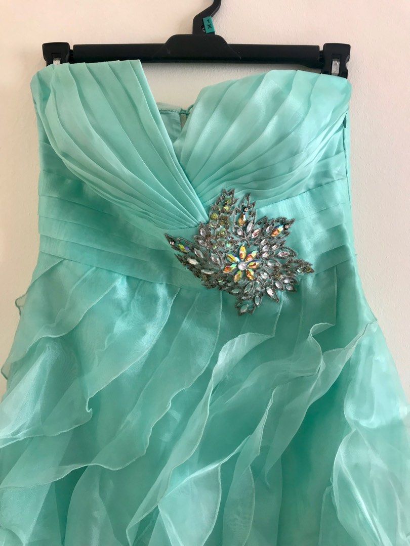 Mint Green Raffles Gown, Women's Fashion, Dresses & Sets, Evening ...