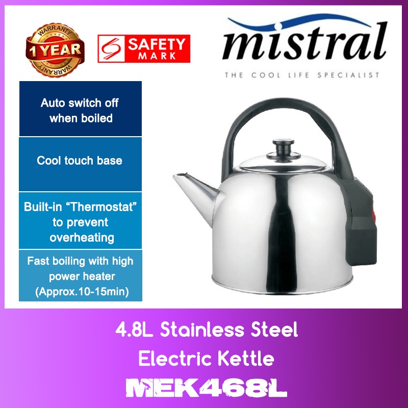 Mistral MEK468L 4.8L Stainless Steel Electric Kettle WITH 1 YEAR ...