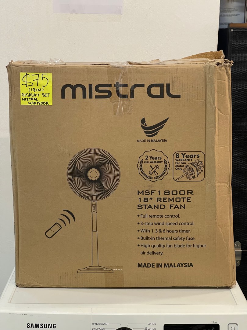 MISTRAL MSF1800R Stand Fan with Remote,18 Inches, Black Display Set $75 ...