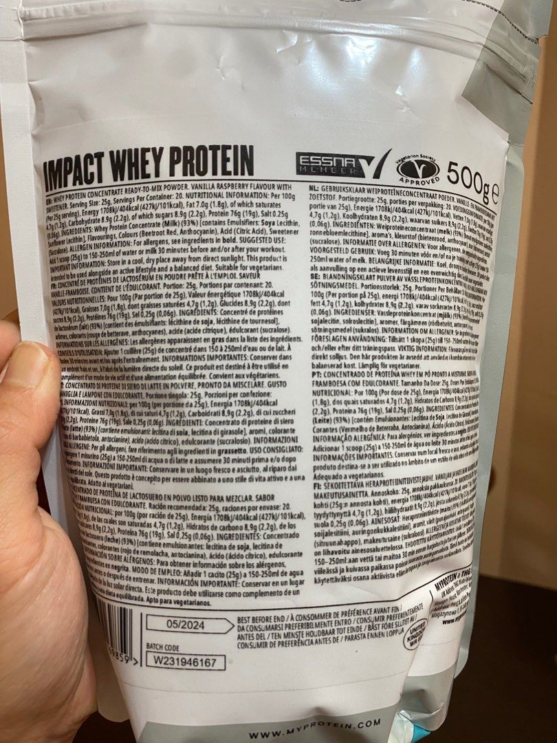 MyProtein Impact Whey Protein Powder (vanilla raspberry), Health ...