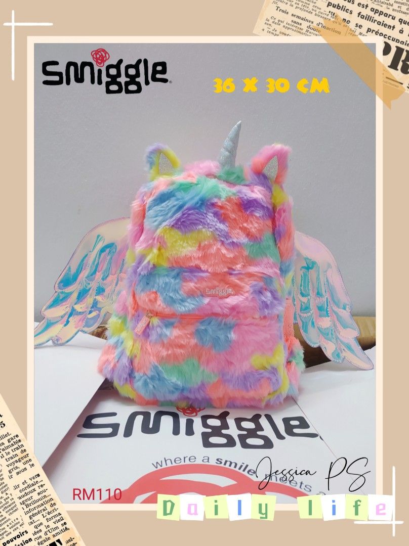Original Smiggle backpack kids kindergarten School Bag fluffy Unicorn ...