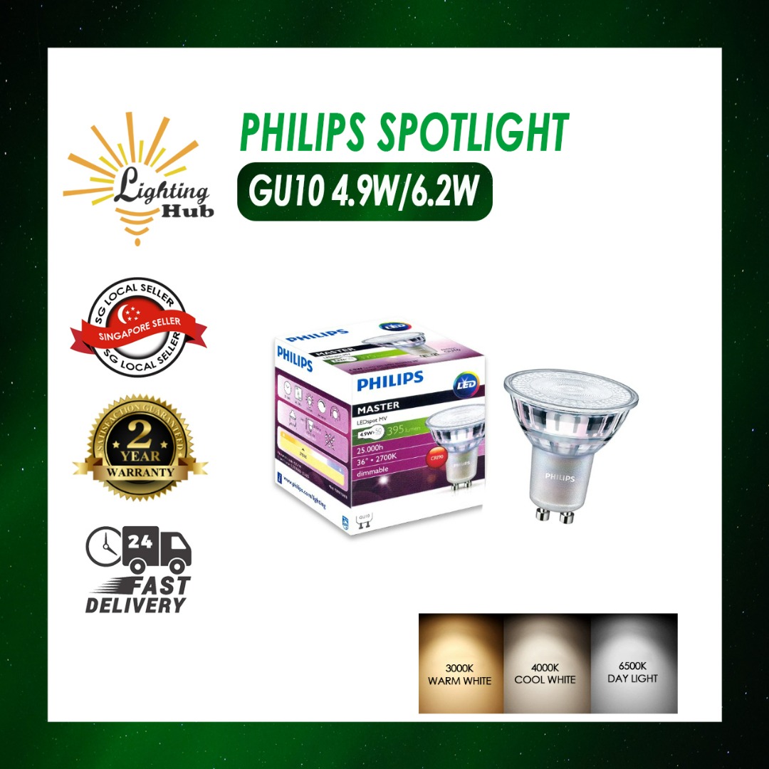 PHILIPS LED Spotlight GU10 4.9W 6.2W / With Dimmable function ...