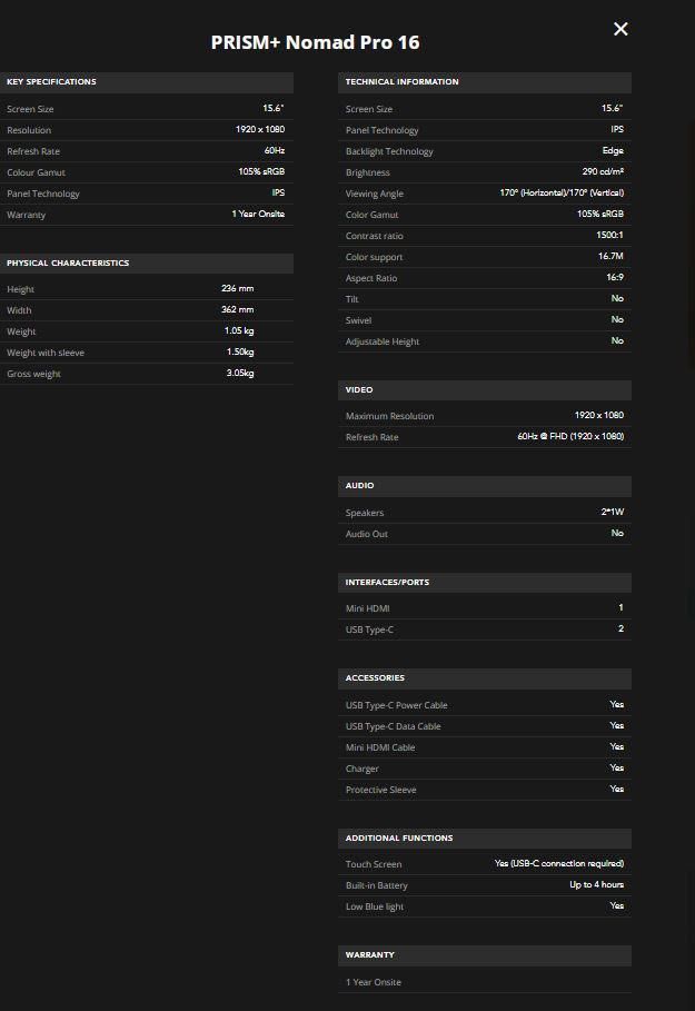 Portable monitor- PRISM (15.6 inch ) - Touch screen capable, Computers ...