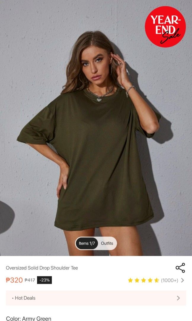 PREMIUM SHEIN DROP SHOULDER ARMY GREEN OVERSIDE SHIRT, Women's Fashion ...