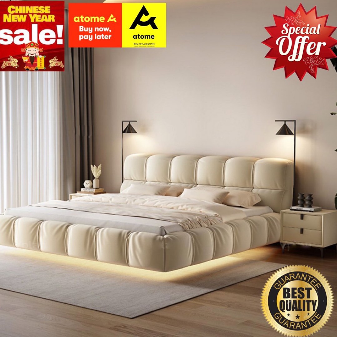 Queen Size Dillon Floating Bed Frame with LED Base Lighting with ...