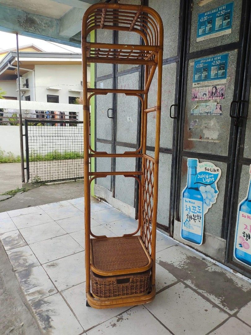 RATTAN CLOTHING RACK WITH DRAWER, Furniture & Home Living, Furniture ...