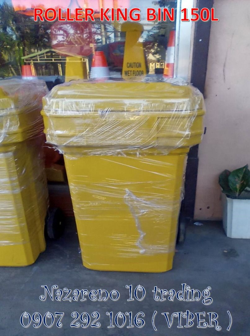 Roller king trash bin w/wheels 150L 335, Furniture & Home Living ...