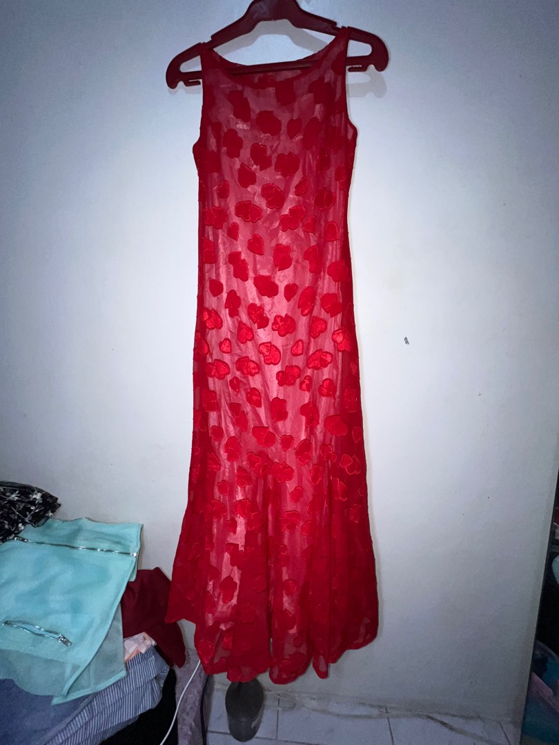 Romantic Red Heart Dress, Women's Fashion, Dresses & Sets, Evening ...