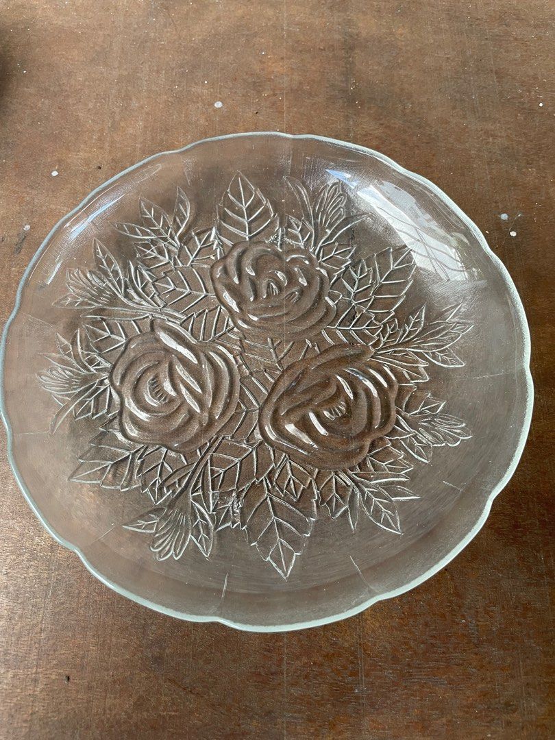 Rose Small Glass Plate Tray, Furniture & Home Living, Kitchenware ...