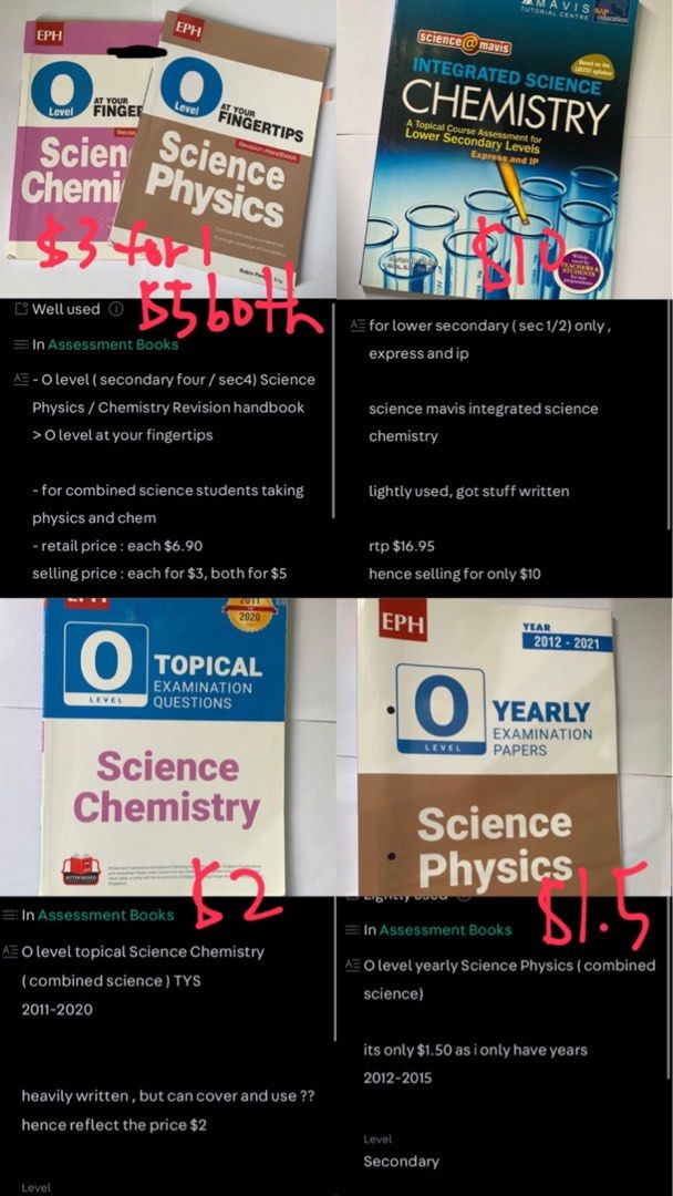 SEC 4 O LVL SCI CHEM/ PHY RESOURCES, Hobbies & Toys, Books & Magazines, Assessment Books on ...