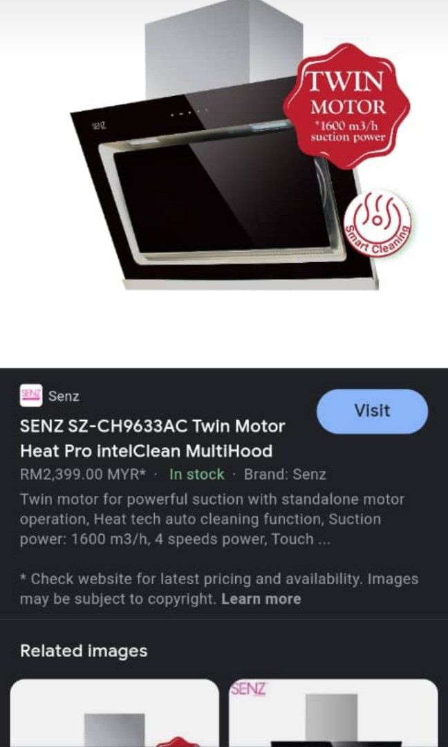 SENZ HOOD MANY MODEL, TV & Home Appliances, Kitchen Appliances, Hobs ...