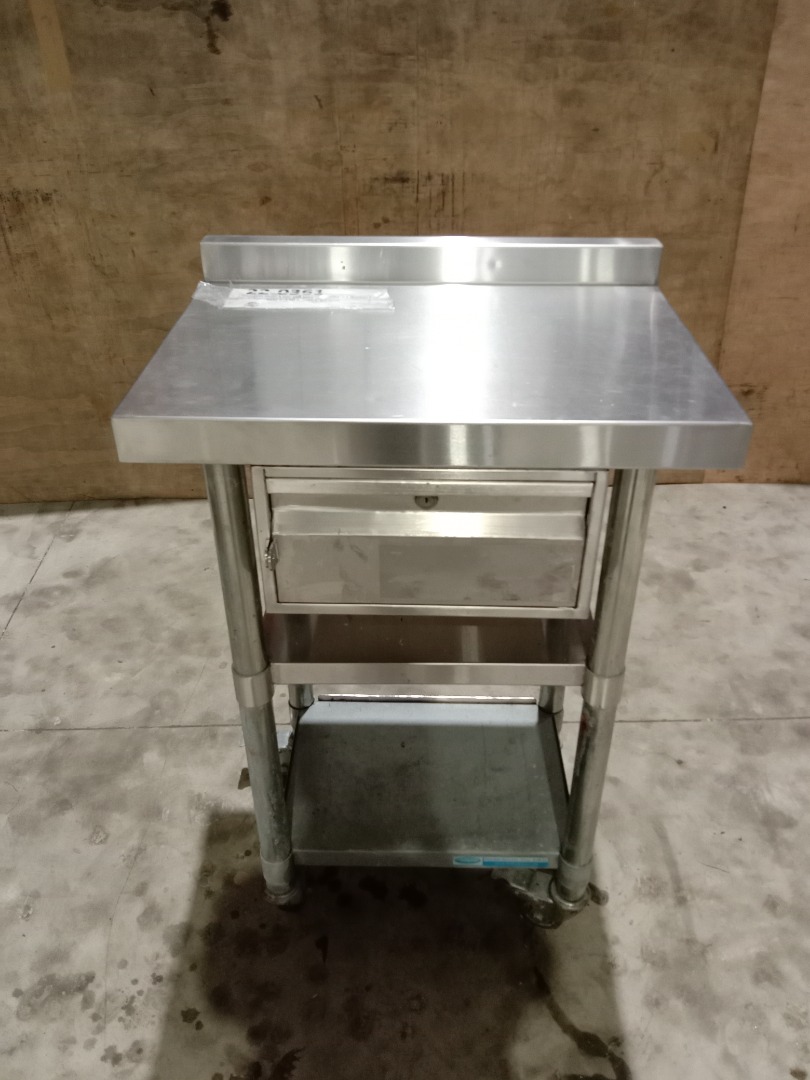 Stainless steel 3 tier pos table with roller + 1 drawer, Furniture ...