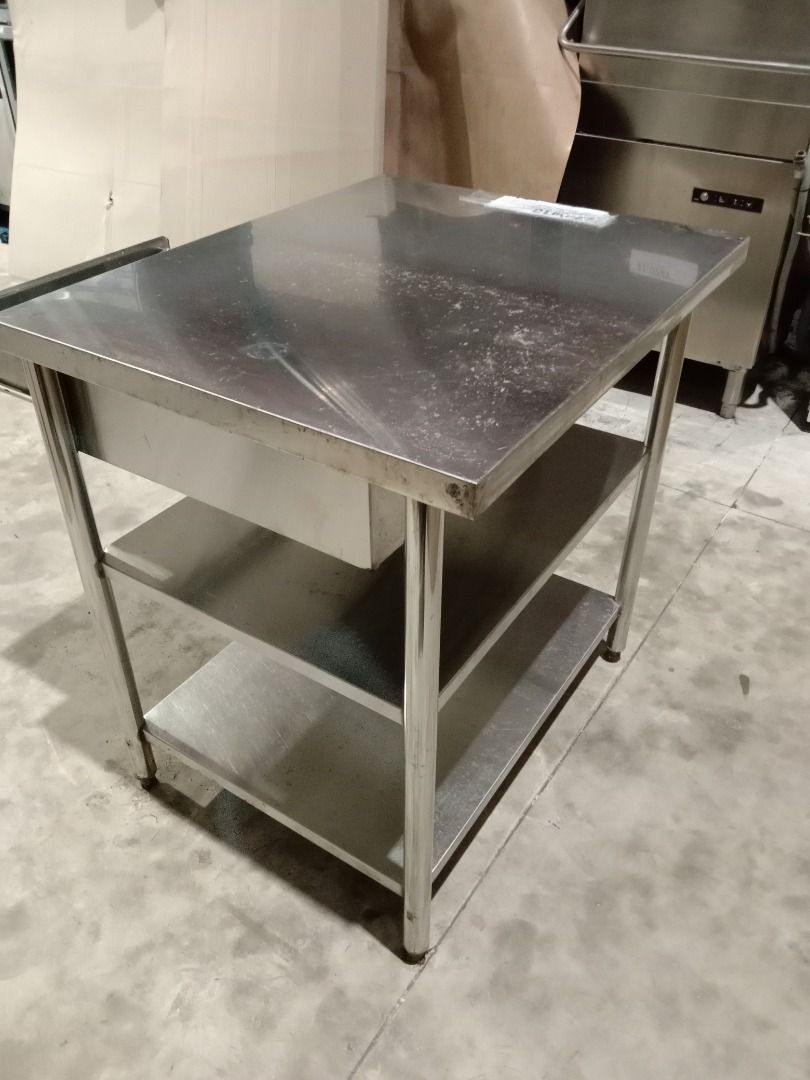 Stainless steel 3 tier pos table + 1 drawer, Furniture & Home Living ...