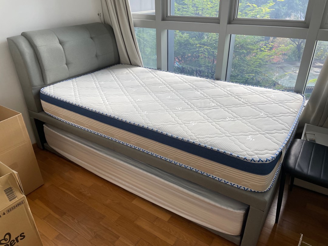 Super single bed with mattress, Furniture & Home Living, Furniture, Bed ...