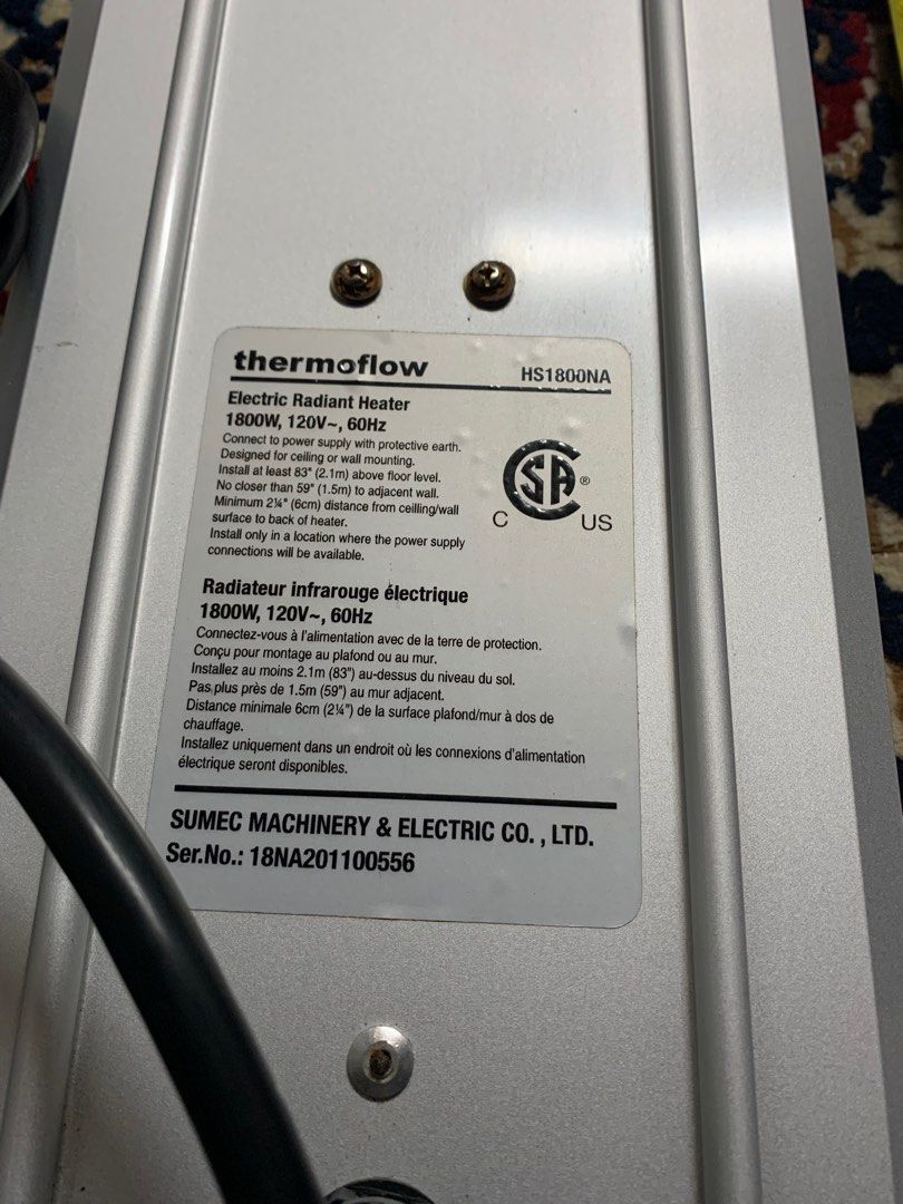 Thermoflow far Infrared Electric Heater w no glare Imported From USA ...