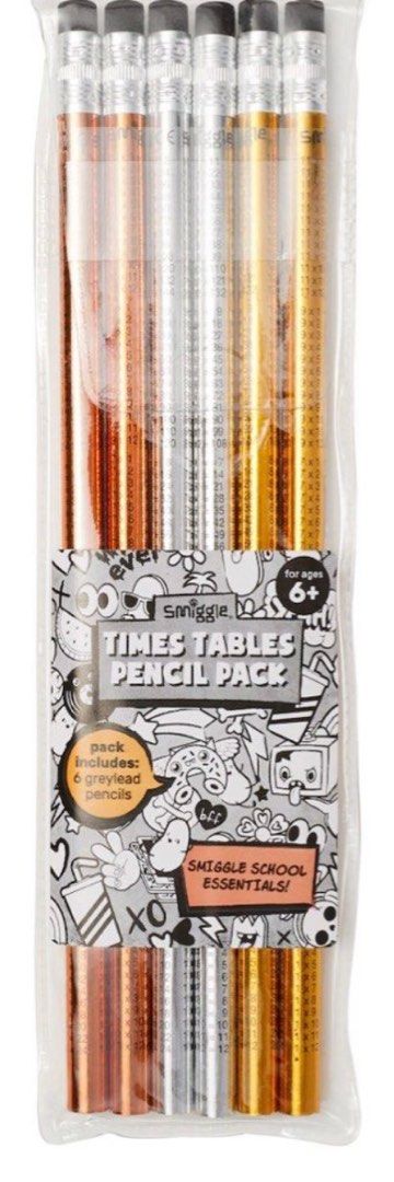 Times Tables Educational Pencil Pack X6, Hobbies & Toys, Stationery ...