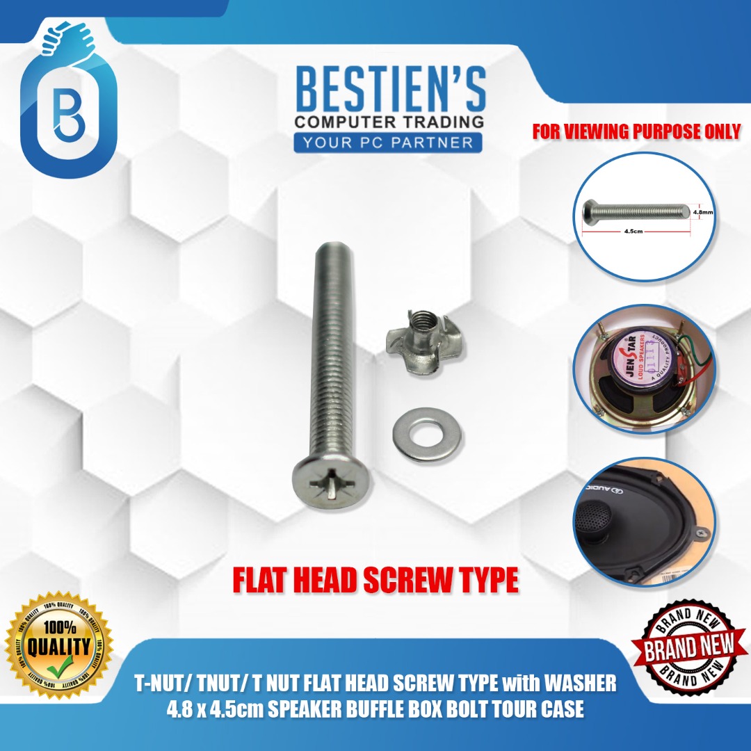 T-NUT/ TNUT/ T NUT FLAT HEAD SCREW TYPE with WASHER, 4.8x4.5cm SPEAKER ...