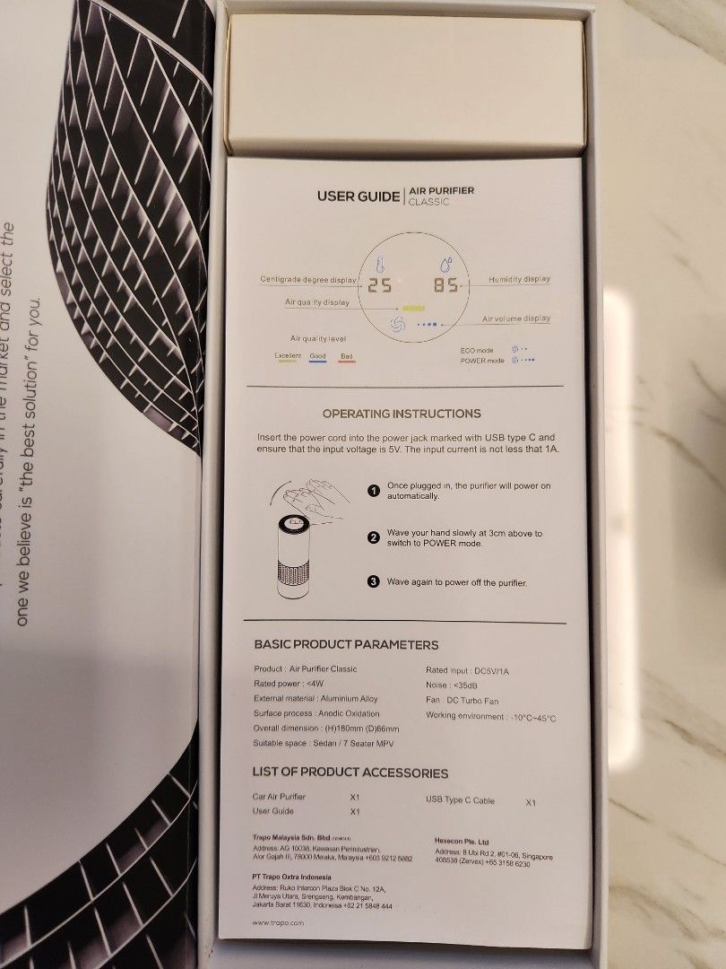 Trapo Oxtra Premium Car Air Purifier Car Accessories Accessories On