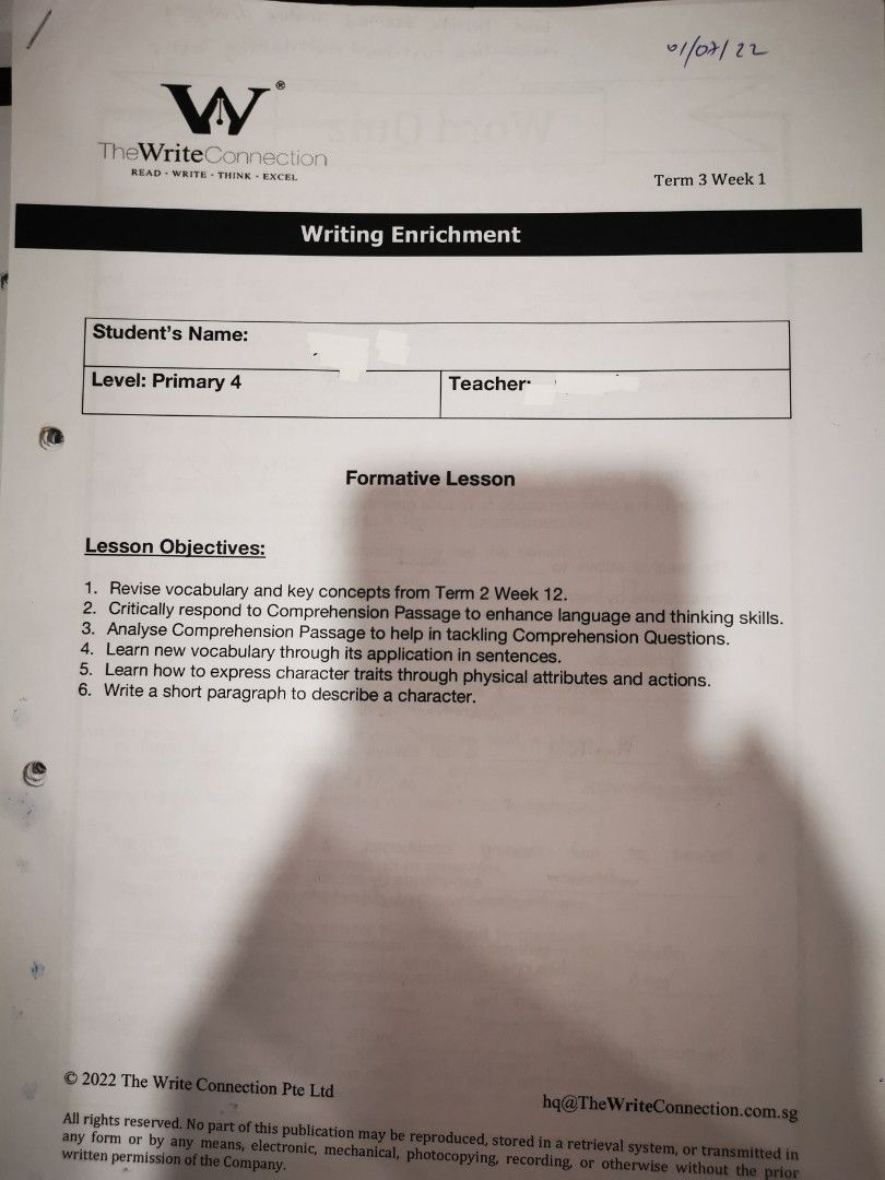 TWC Writing Enrichment P4 Term 3 Week 1 to 12 worksheets, Hobbies ...