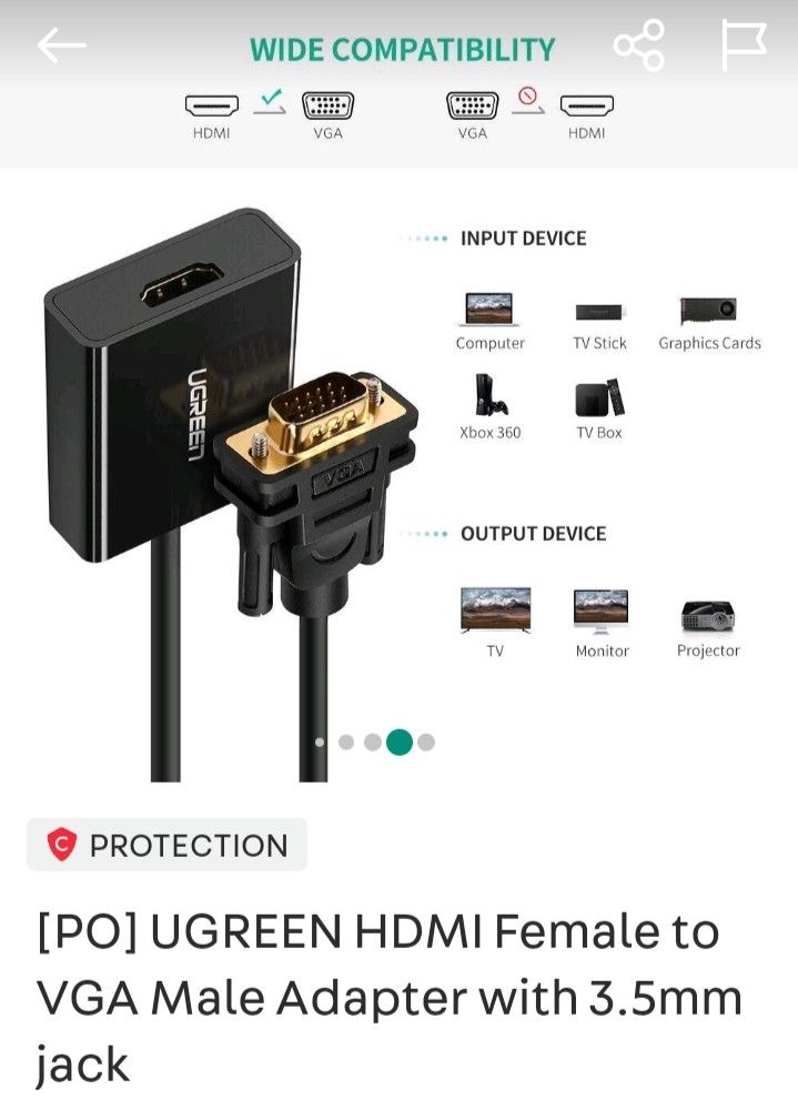 UGREEN HDMI To VGA Adapter Computers Tech Parts Accessories Cables Adaptors On Carousell