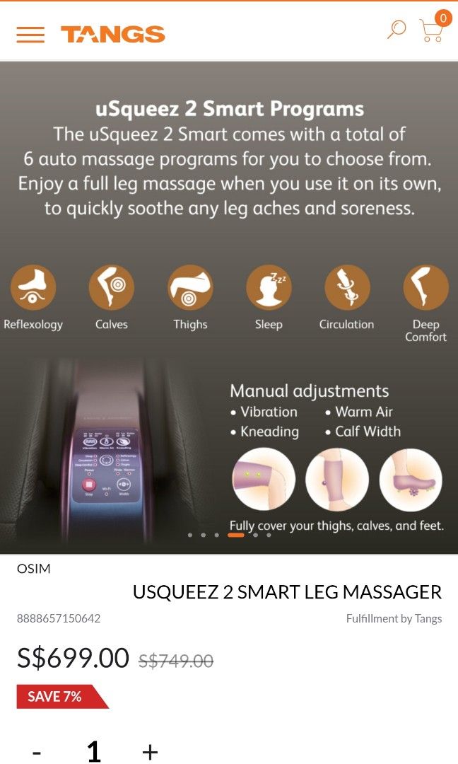 FLASH SALE ONLY $300!!!(24hrs) USQUEEZ 2 SMART LEG MASSAGER, Health & Nutrition, Massage Devices ...