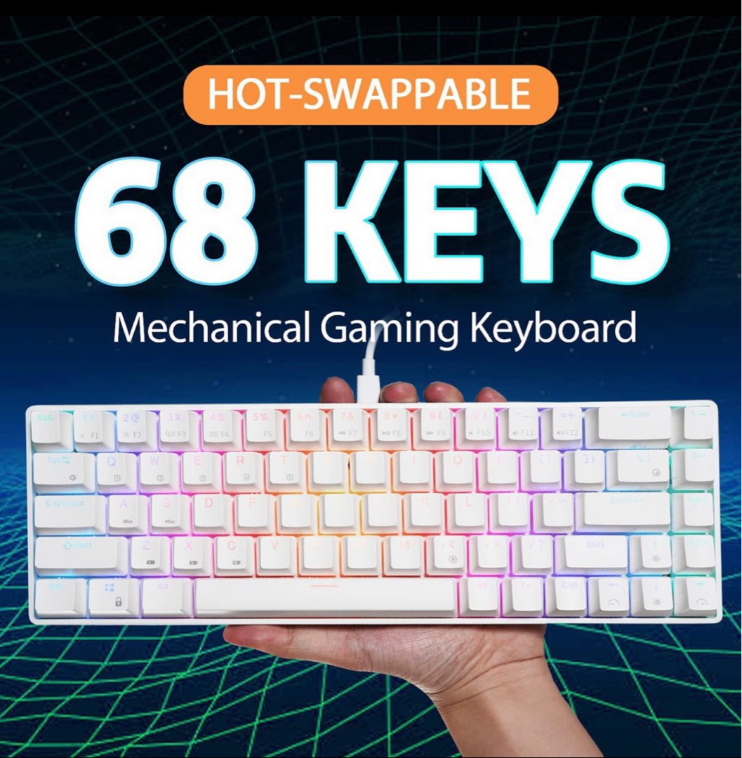 Wireless 65% Mechanical Keyboard Hot Swap (RGB, WHITELIT), Computers ...
