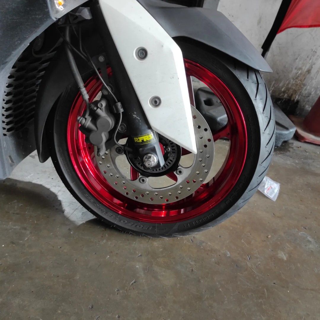XMAX CNC ALUMINIUM AFTERMARKET RED RIMS, Motorcycles, Motorcycle ...