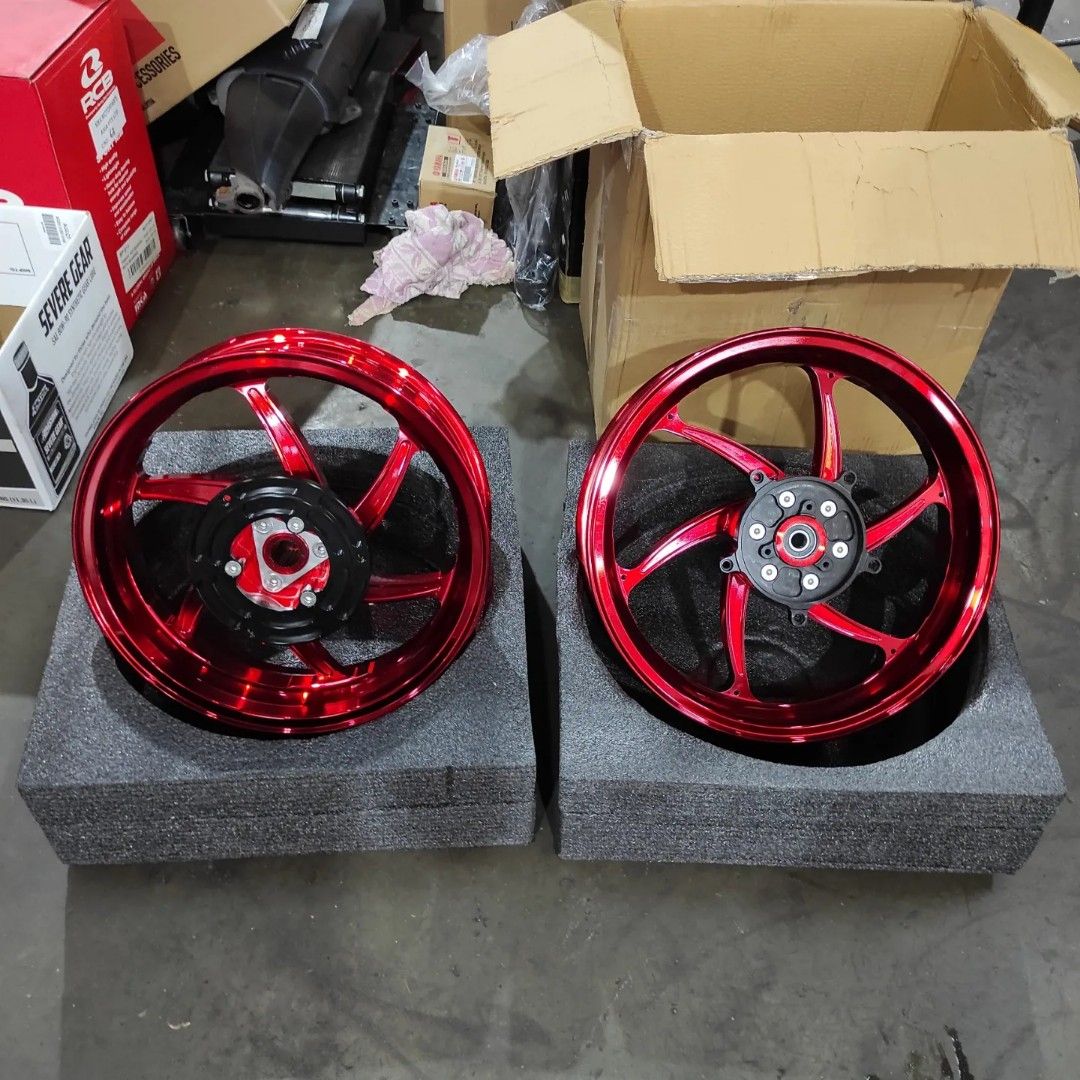 XMAX CNC ALUMINIUM AFTERMARKET RED RIMS, Motorcycles, Motorcycle ...