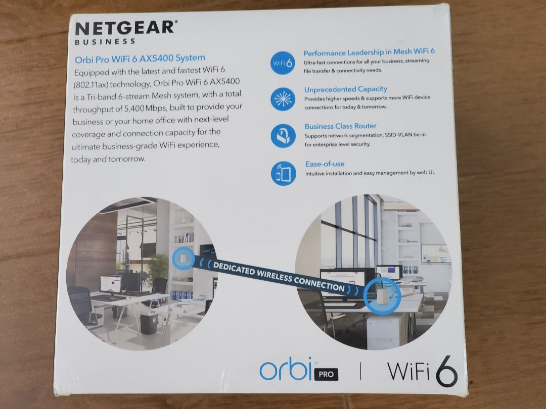 未開盒 Netgear Orbi Pro AX5400 Tri-Band WiFi 6 Mesh System 路由器 2-Pack ...