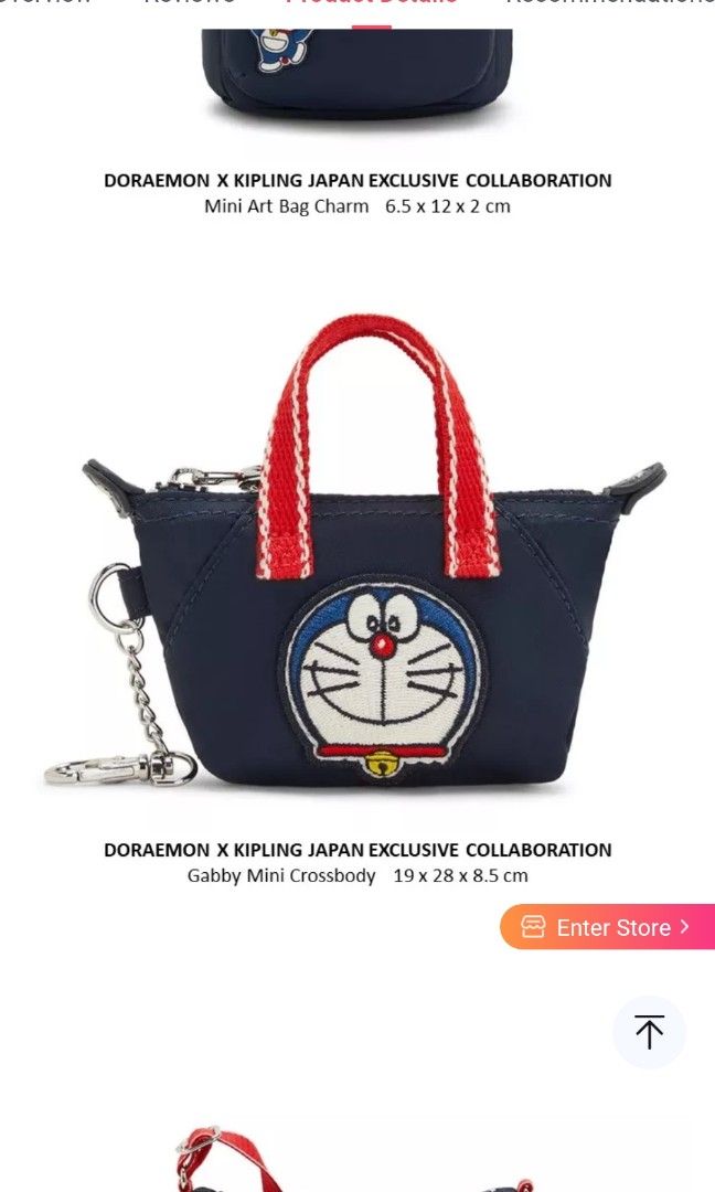Authentic Doraemon - Kipling mini art bag charm, Women's Fashion, Bags ...