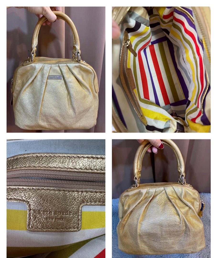 Authentic Kate Spade Gold Hand bag, Luxury, Bags & Wallets on Carousell