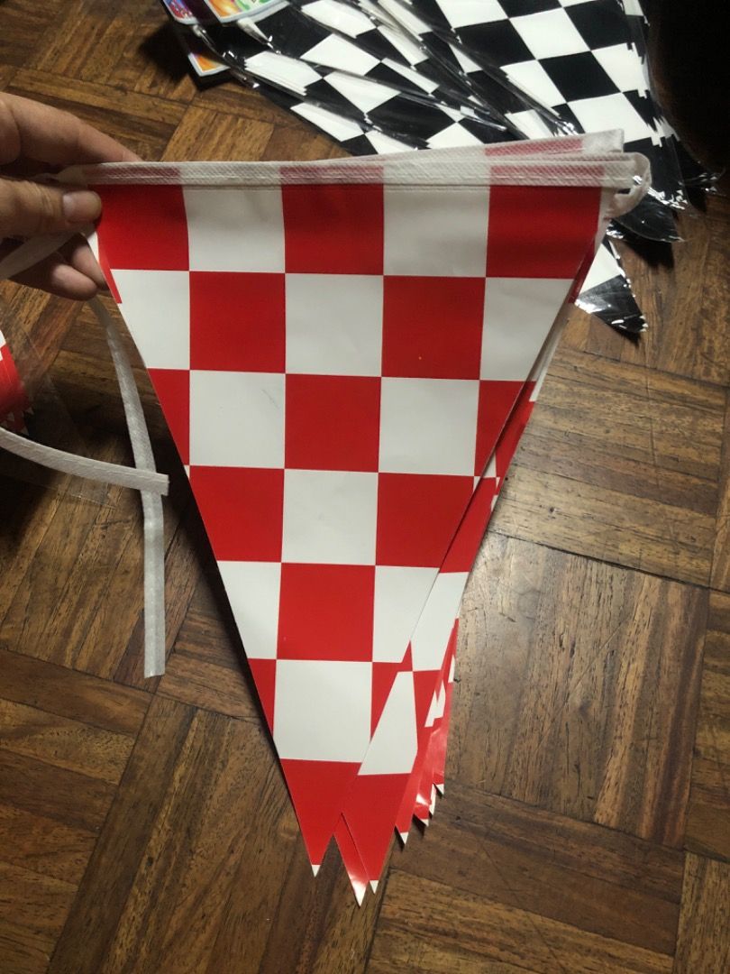 Black and Red Checkered Banderitas for Car Racing Birthday Theme Party ...