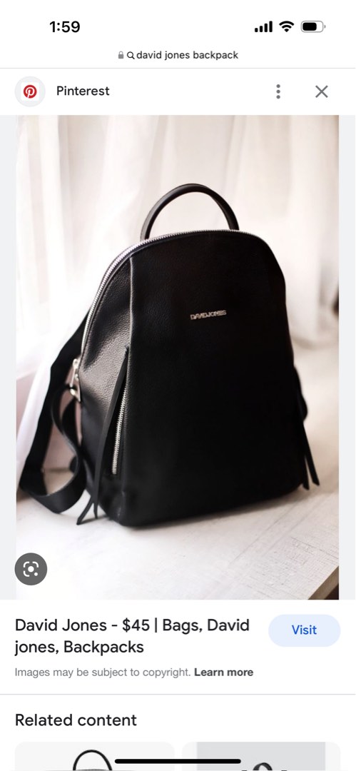 David Jones backpack black, Women's Fashion, Bags & Wallets, Backpacks ...