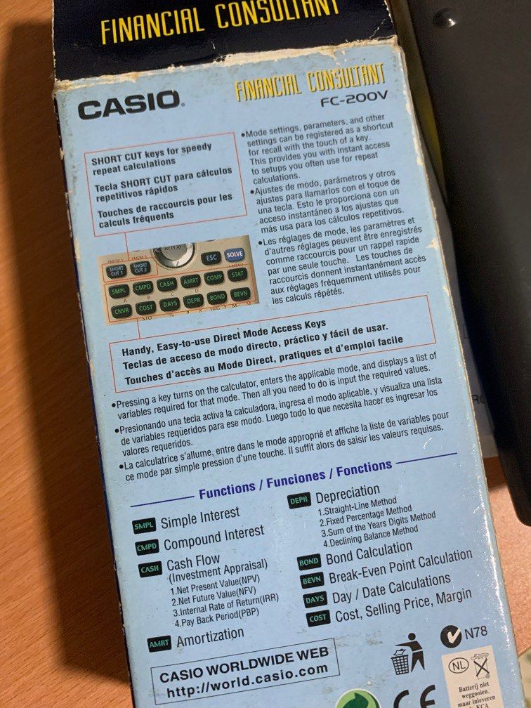 Casio Financial Calculator FC-200V, Computers & Tech, Office & Business ...