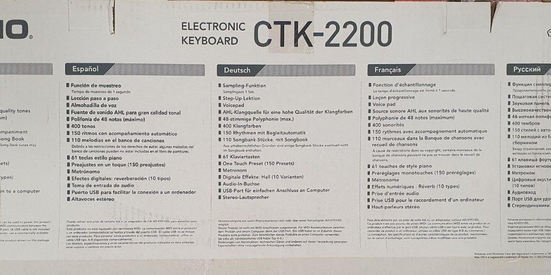 Casio Keyboard CTK-2200, Hobbies & Toys, Music & Media, Musical ...