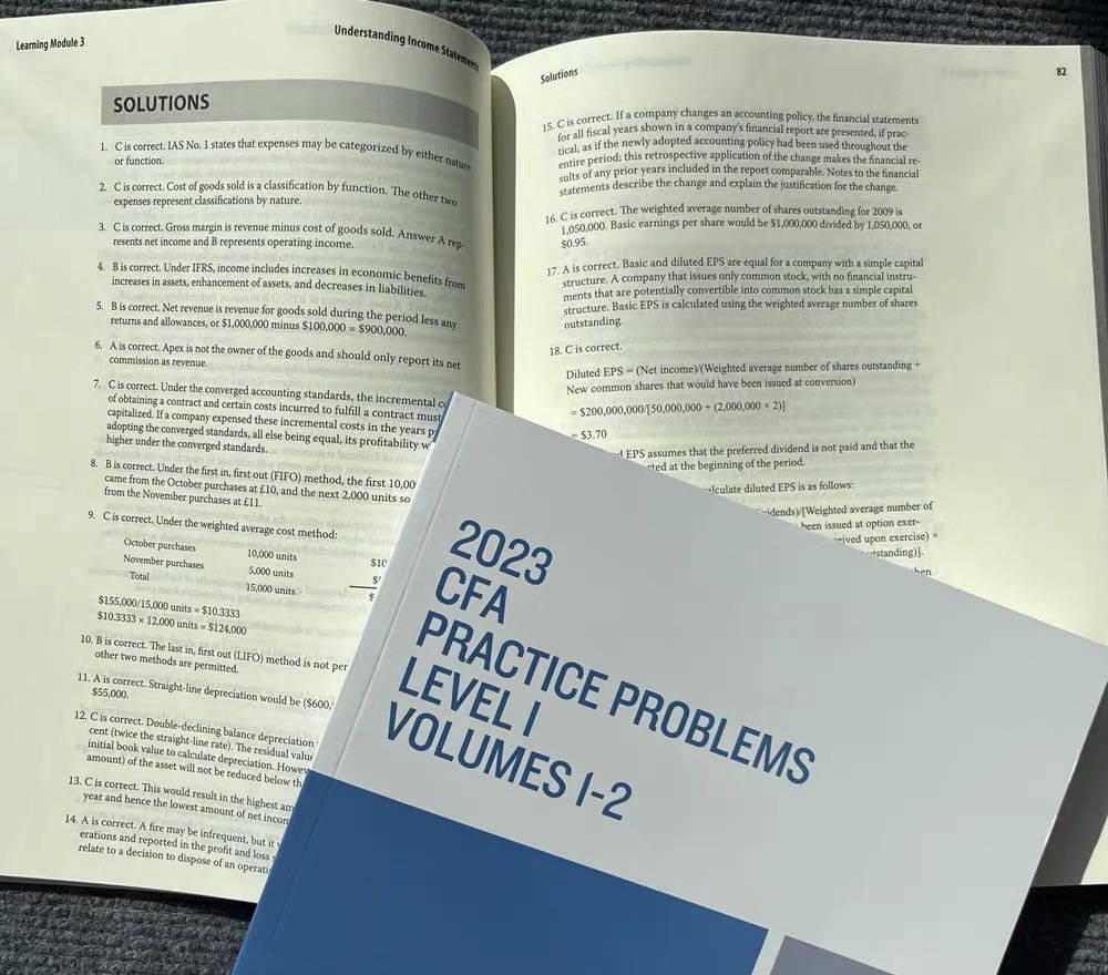 CFA Exam 2023 - 一級考試 官方書後題 Level 1 One Official Curriculum End of Chapter (EOC) Questions, 興趣及遊戲 ...