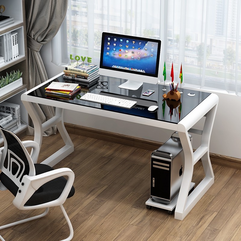 Computer Study Table Desk Tempered Glass Game Table Home Office ...