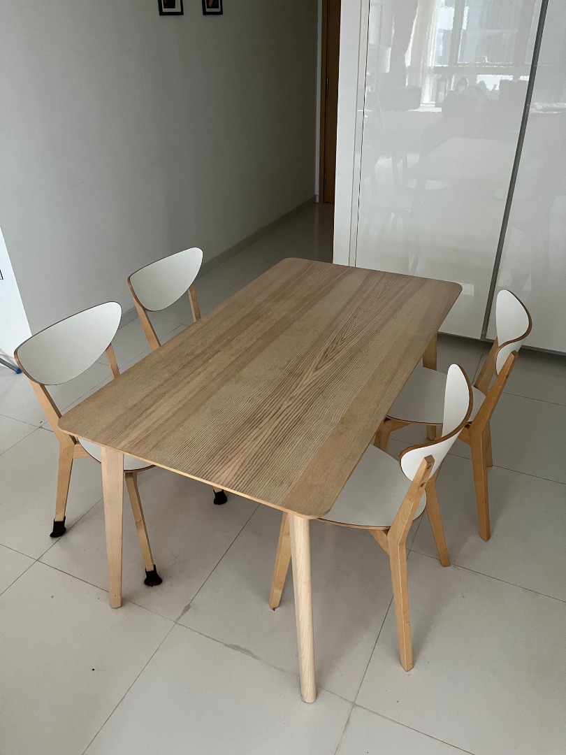 Dining table & 4 chairs (self pick up), Furniture & Home Living ...